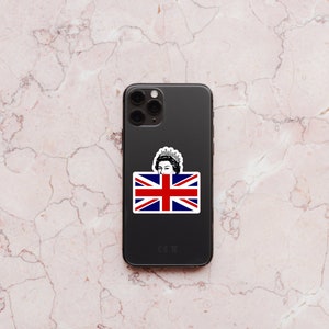 Union Jack Peeking Queen Elizabeth II Sticker - Etsy