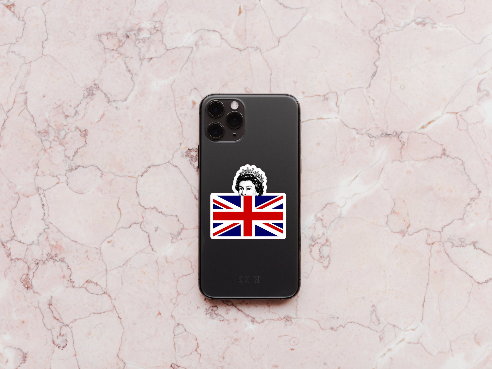 Union Jack Peeking Queen Elizabeth II Sticker - Etsy