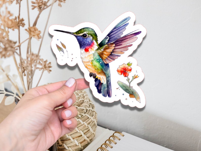 5 Watercolor Hummingbird Stickers Set Waterproof - Etsy
