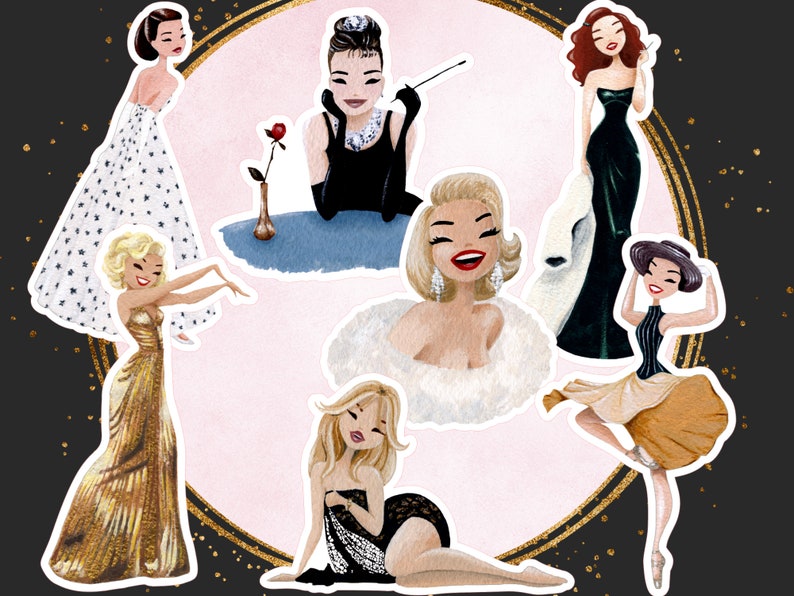 7 Glamour Girl Stickers - Etsy