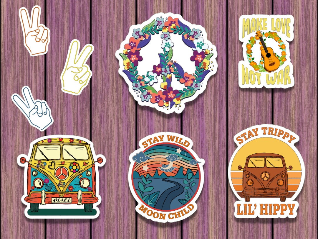 8 Colorful Waterproof Hippie Stickers - Etsy