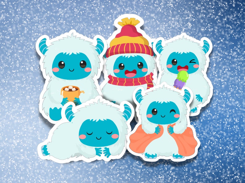 5 Kawaii Yeti Sticker Pack - Etsy