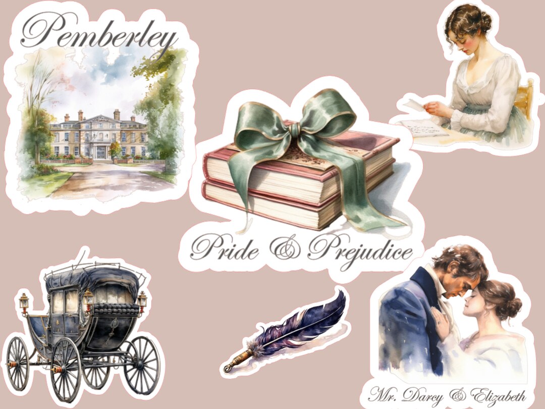 6 Pride and Prejudice Vinyl Sticker Set - Etsy