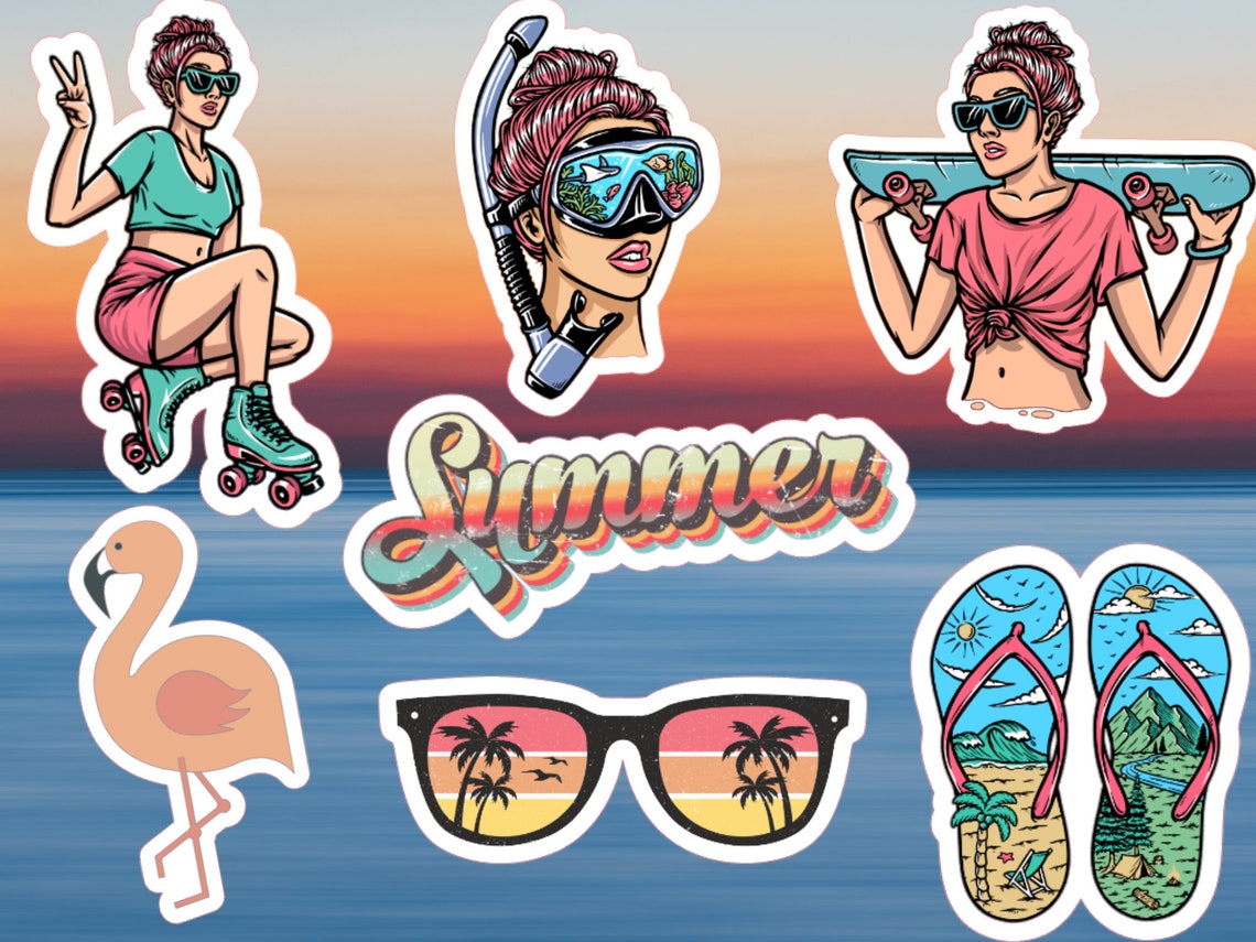 7 Summer Vibes Stickers Set - Etsy