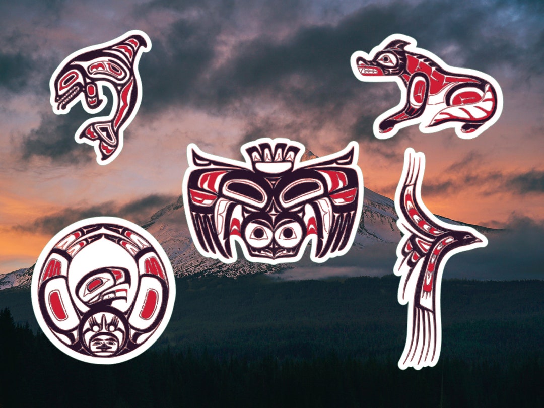 5 Pacific Northwest Native American Art Inspired Sticker Set - Etsy