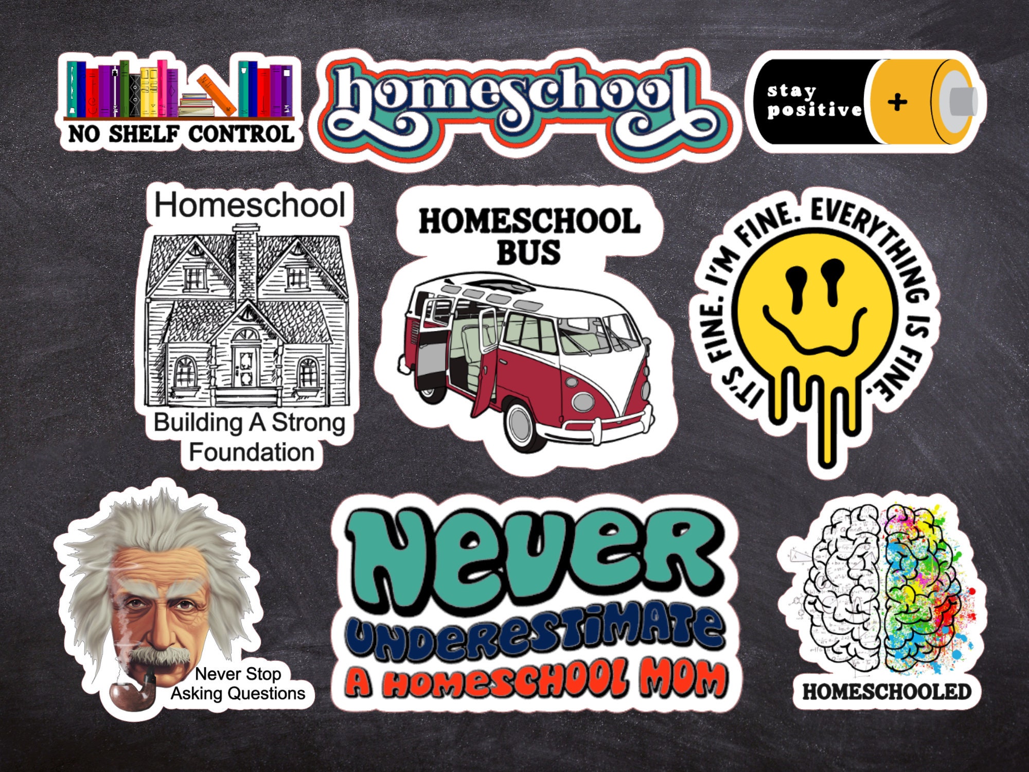 9 Retro Style Homeschool Sticker Set - Etsy