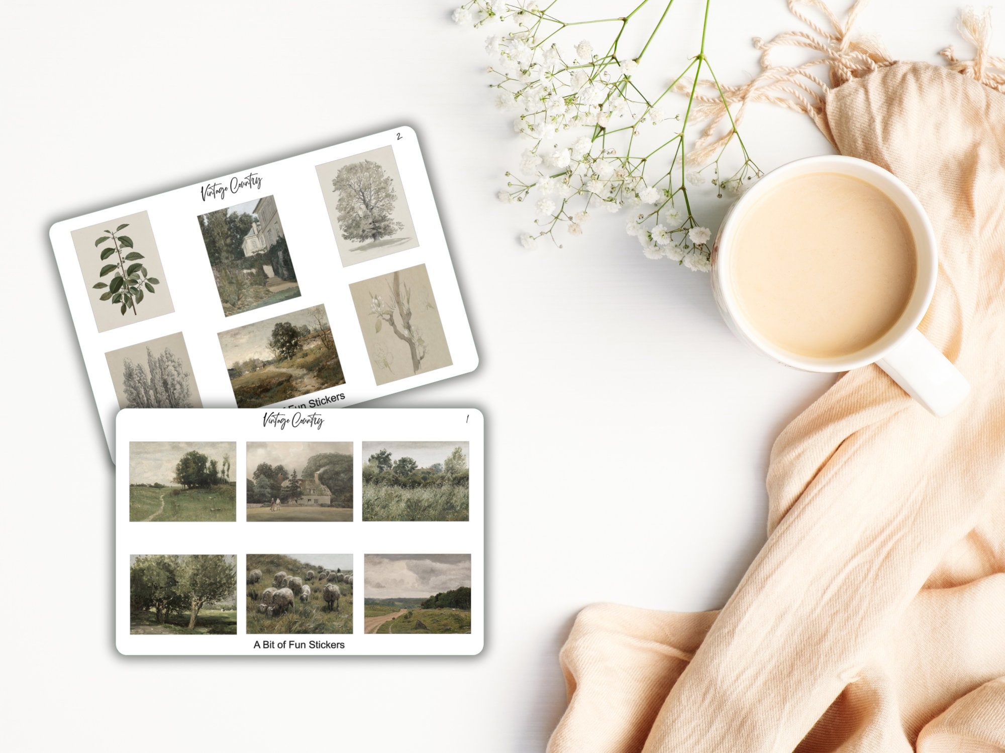 12 Vintage Country Junk Journal Stickers 2 Sheets - Etsy