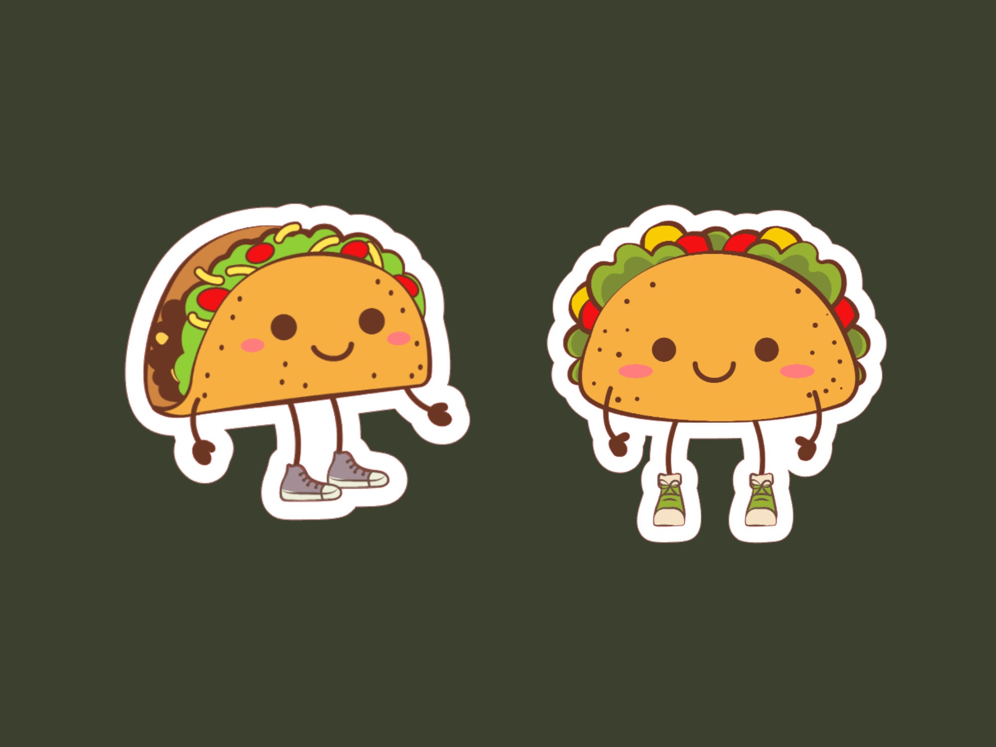 5 Kawaii Taco Sticker Pack - Etsy