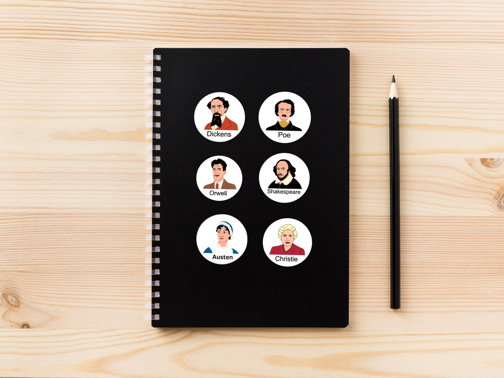 Authors Vinyl Sticker Set - Etsy