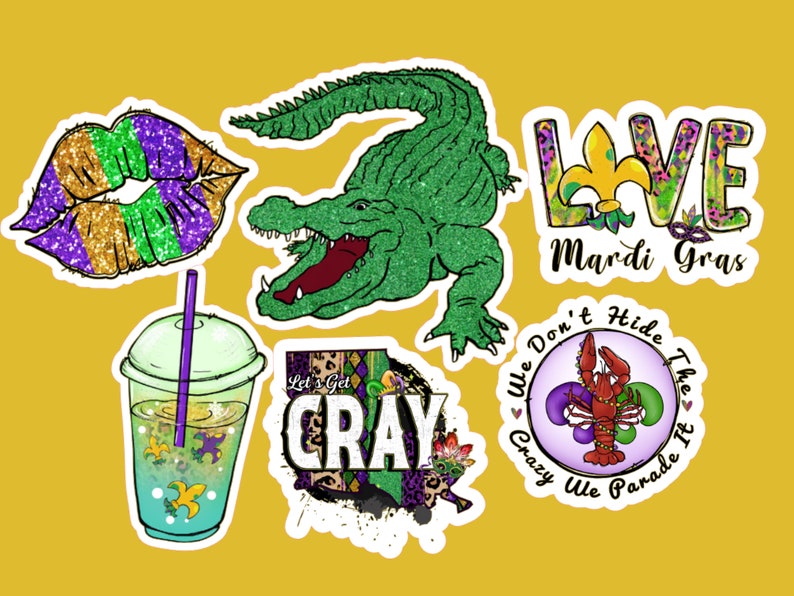 6 Mardi Gras Stickers - Etsy