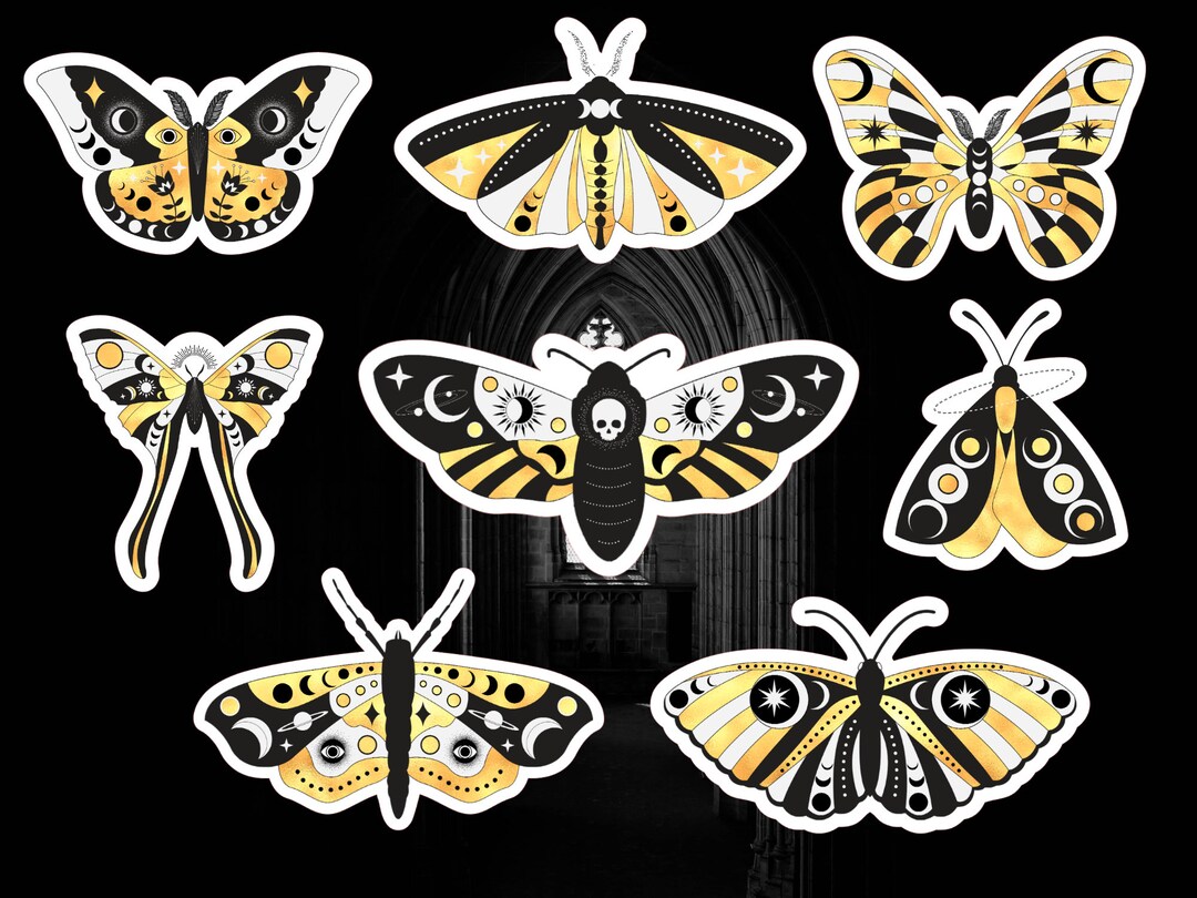 8 Waterproof Moth Sticker Set - Etsy