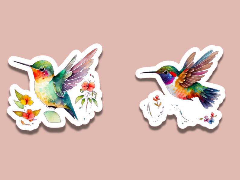 5 Watercolor Hummingbird Stickers Set Waterproof - Etsy
