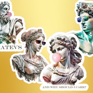 Set of 4 Funny Greek Statues Stickers Set - Etsy