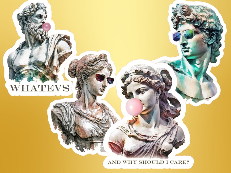 Set of 4 Funny Greek Statues Stickers Set - Etsy