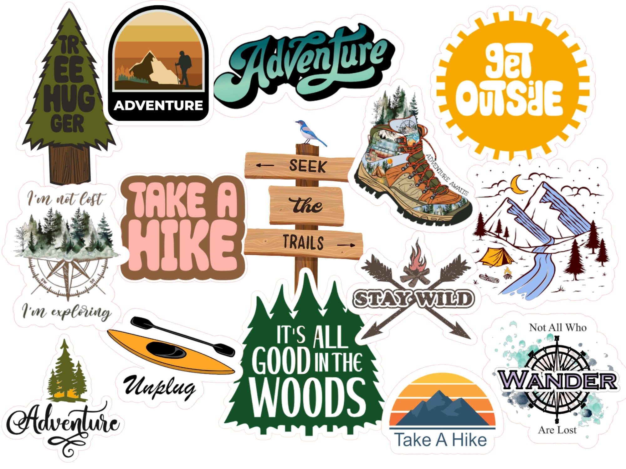 15 Adventure Nature Camping Vinyl Stickers Set - Etsy