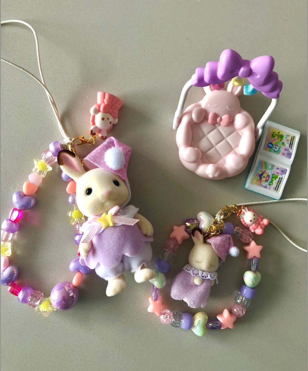 Calico Critters/sylvanian Families Beaded Keychains bedtime Bunnies - Etsy