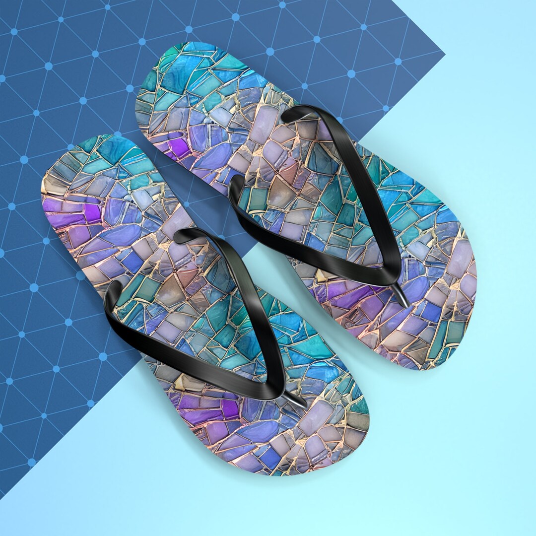 Stained Glass Mosaic Flip Flops Pool Beach Summer Best - Etsy
