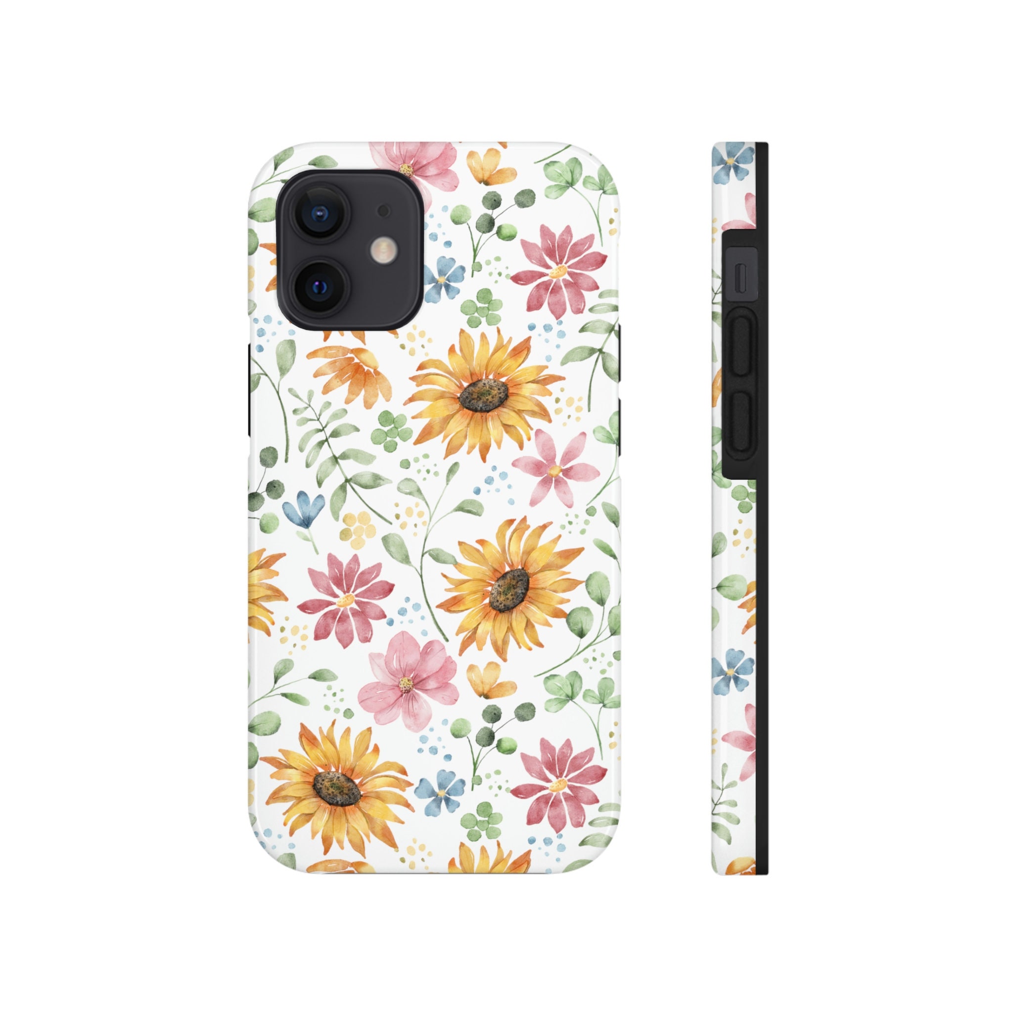 Watercolor Sunflower & Wildflower Phone Case, Cell Phone Case, Floral ...