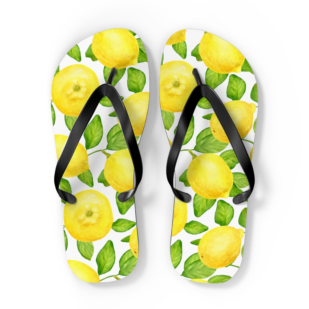 Lemon Flip Flops Sandals Pool Beach Summer Best Friend - Etsy