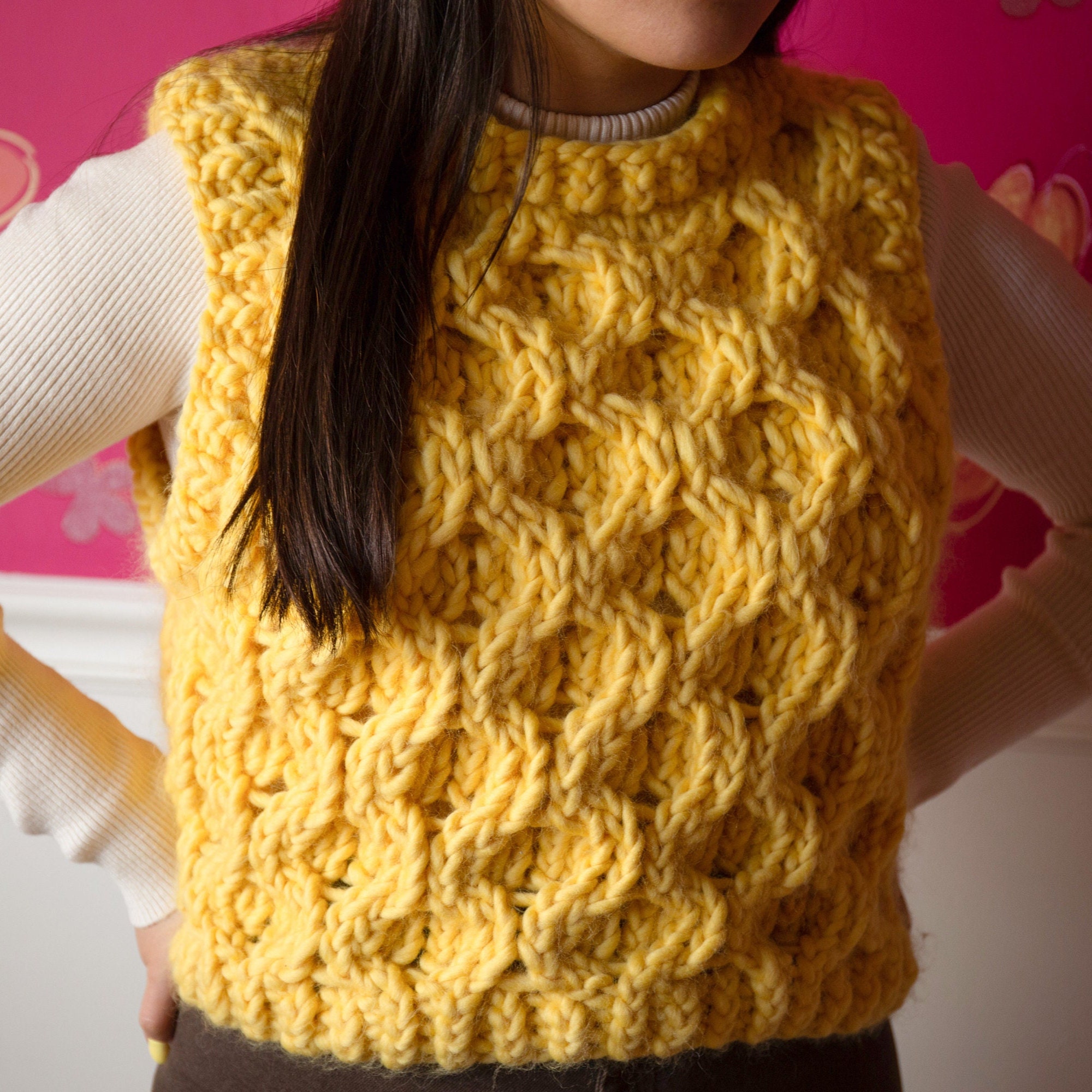 Knitting Vest Pattern, Chunky Knitting Pattern, Cable Knit Vest Pattern ...