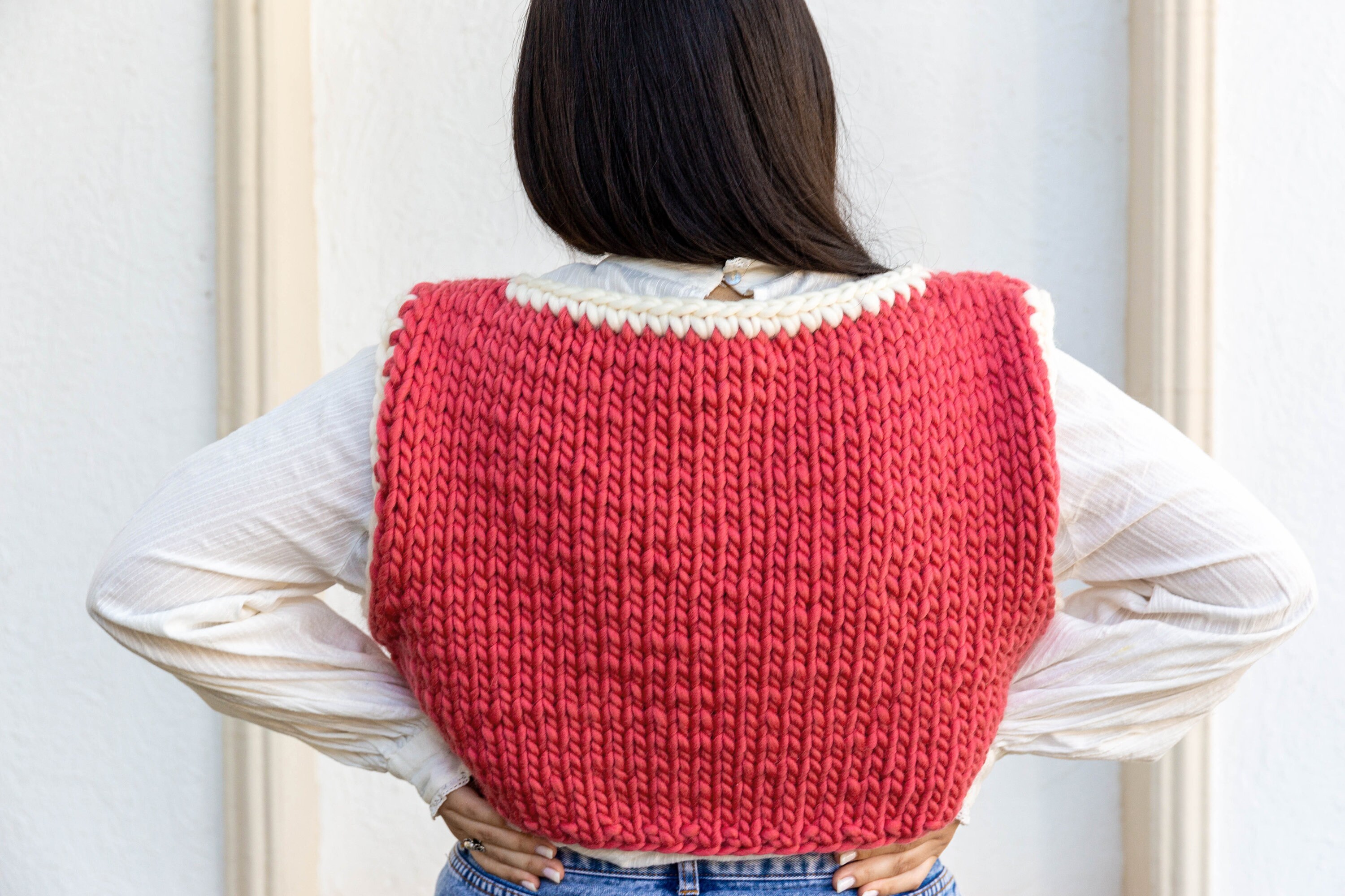 Chunky Knitting Pattern, Cropped Vest, Chunky Knit Sweater Vest ...
