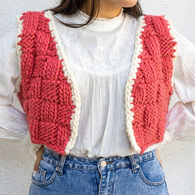 Chunky Knitting Pattern, Cropped Vest, Chunky Knit Sweater Vest ...