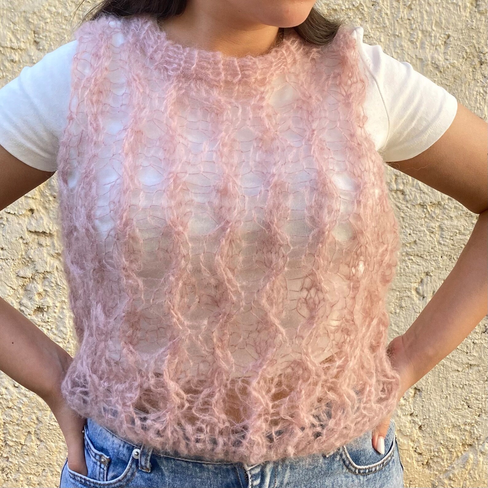 Knitting Vest Pattern Mohair, Cropped Knit Vest, Knit Slipover Pattern ...