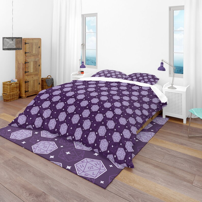 Dnd Bedding Set, Dungeon & Dragons Gift for Dungeon Master, Purple D20 ...