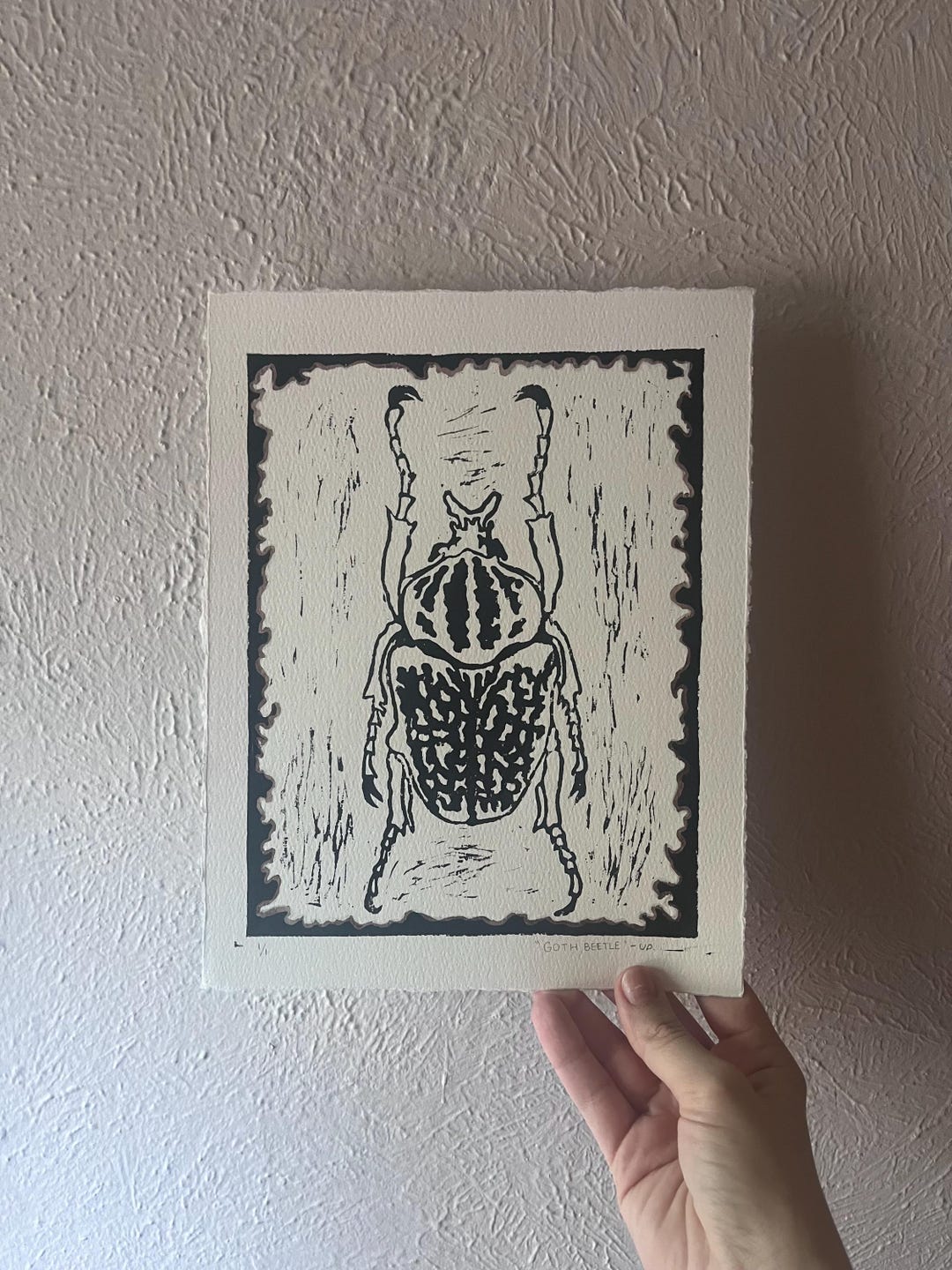 Goth Beetle Original Lino Print and Mixed Media Art - Etsy