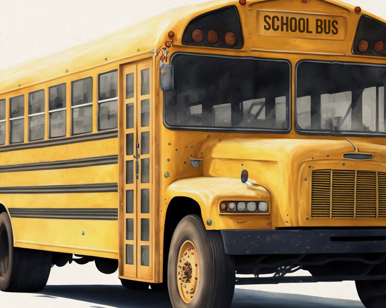 School Bus Watercolor Print / Transportation Printable / Utility ...