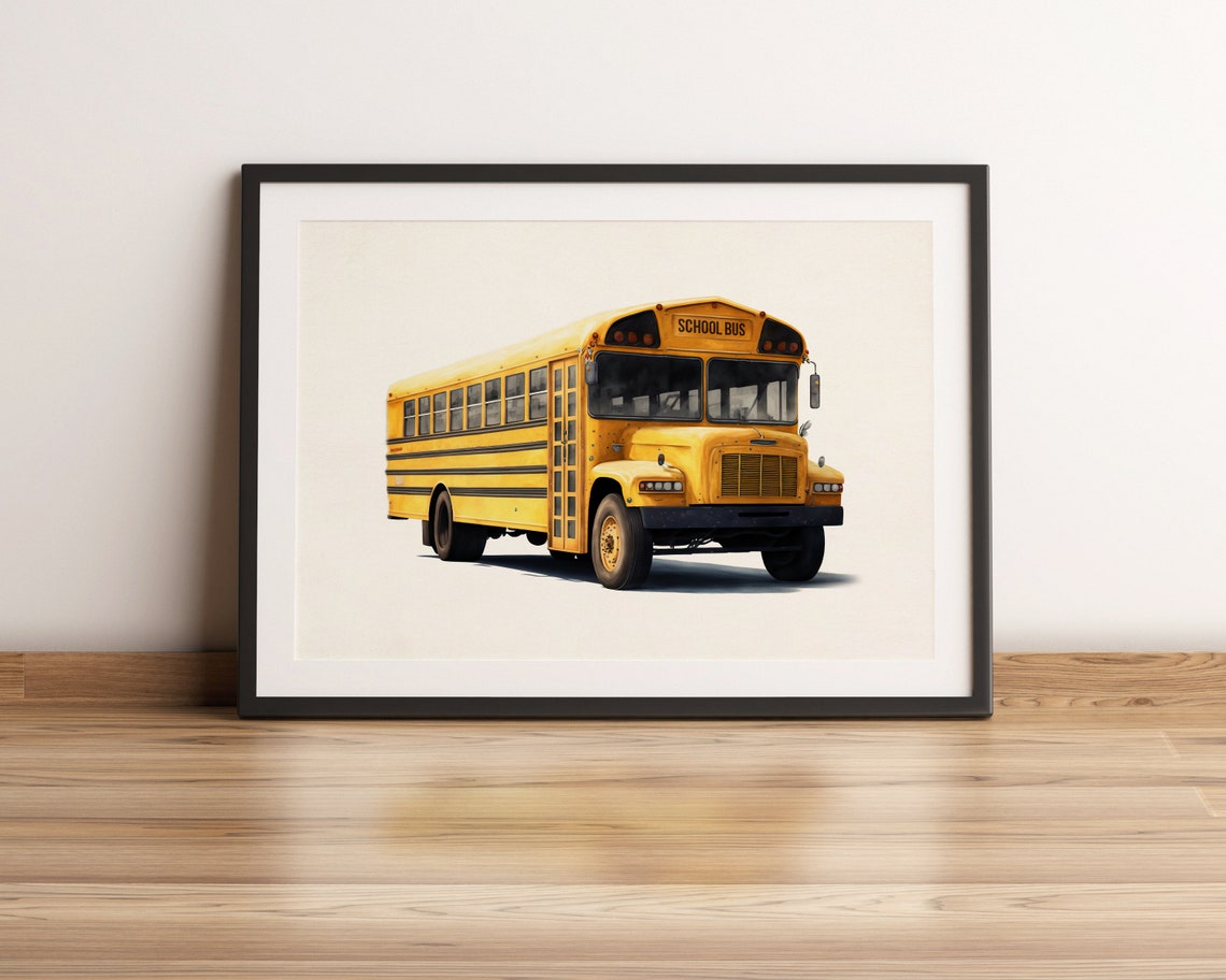 School Bus Watercolor Print / Transportation Printable / Utility ...