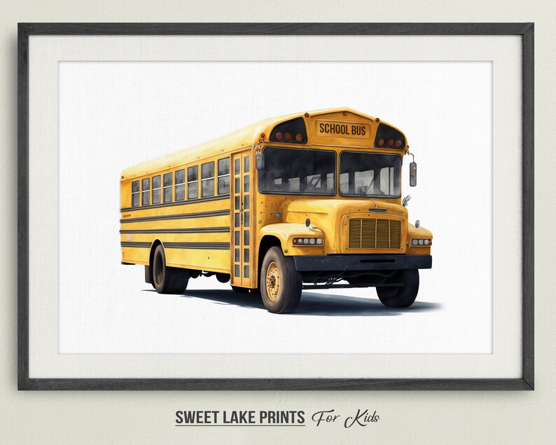 School Bus Watercolor Print / Transportation Printable / Utility ...