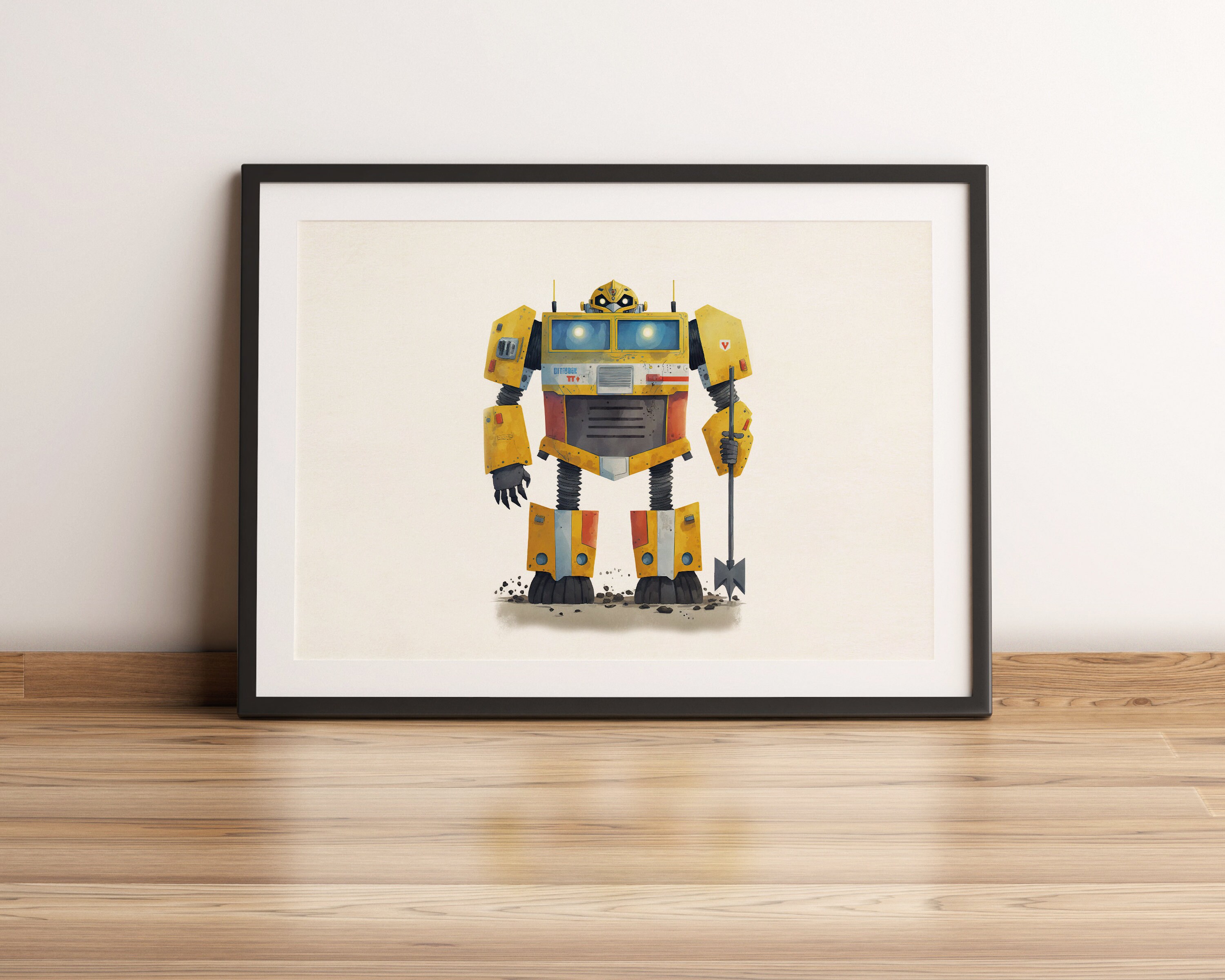 Schoolbus Robot Transformer Print / Watercolor Robot Art Printable ...