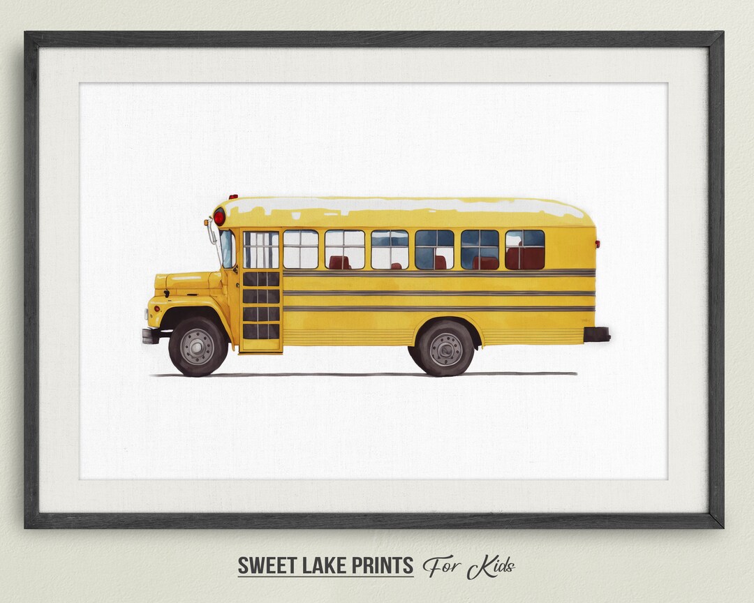 School Bus Watercolor Print / Transportation Printable / - Etsy