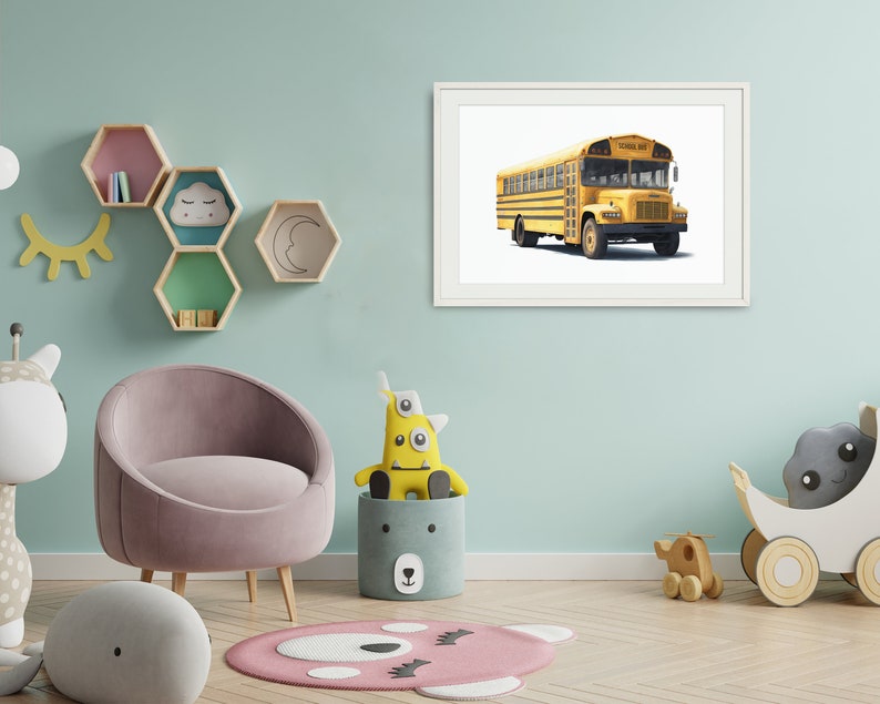 School Bus Watercolor Print / Transportation Printable / Utility ...