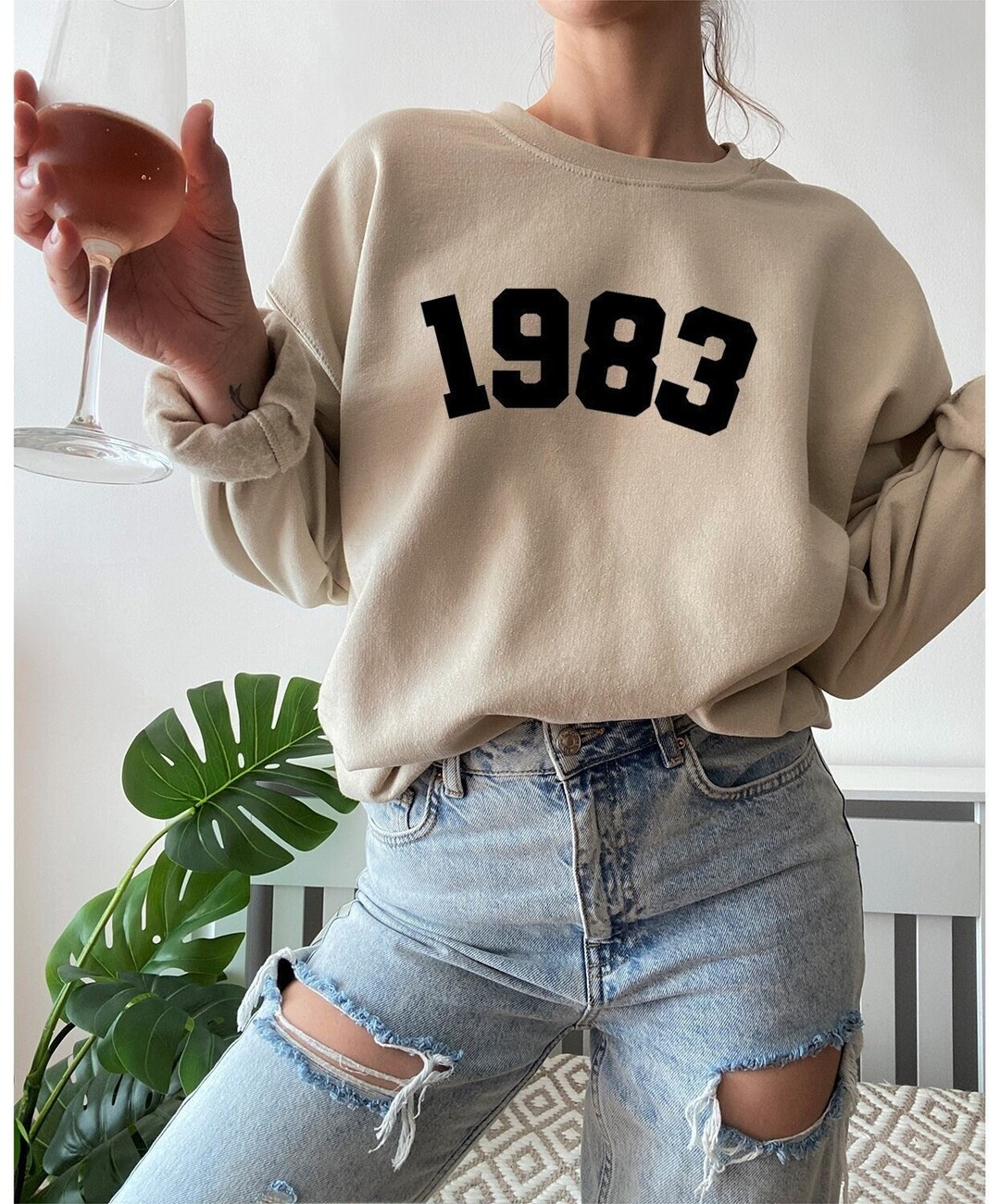Custom Birthday Sweatshirt, 1983 College Style Number Sweater, 1983 ...
