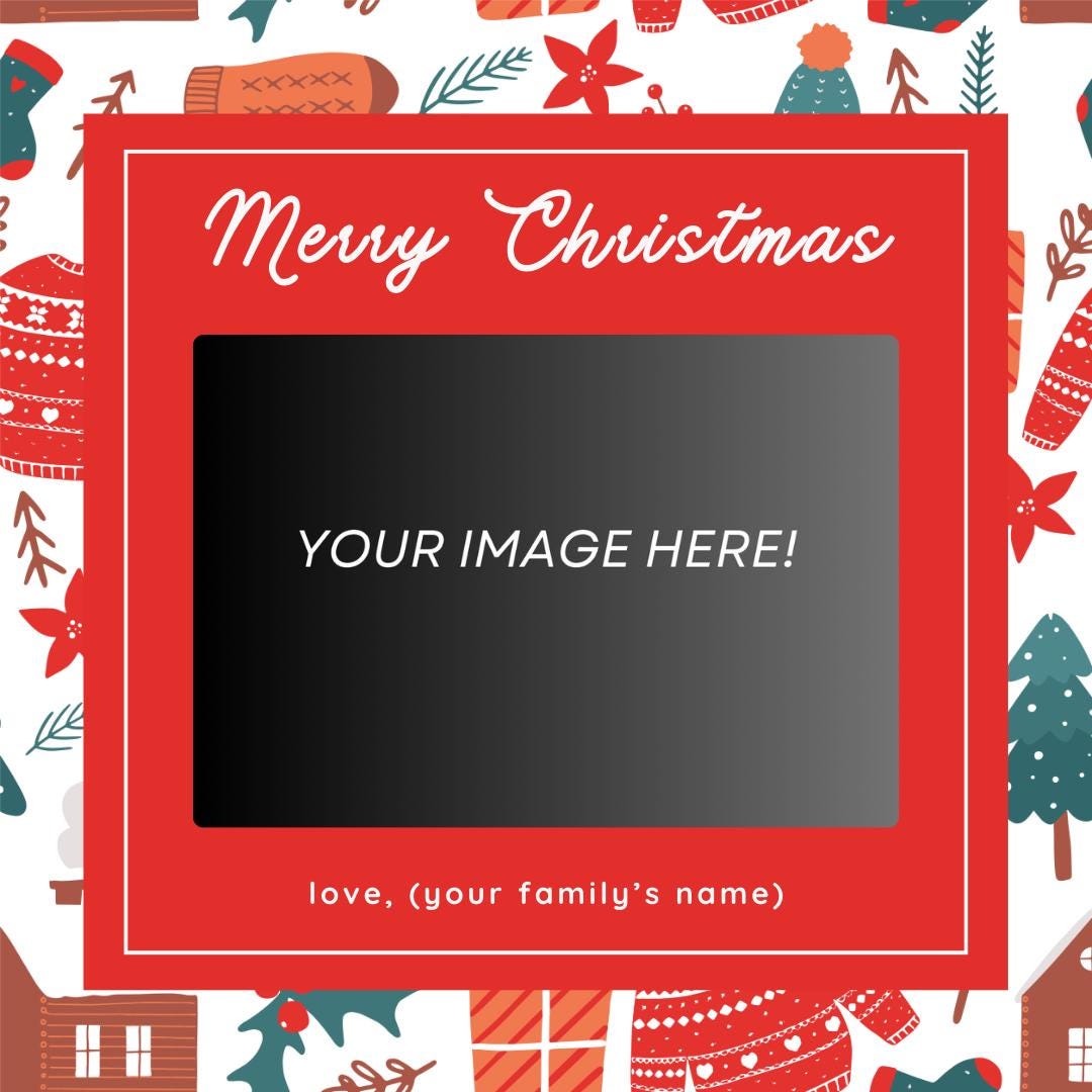 Digital Christmas Card Template Canva - Etsy