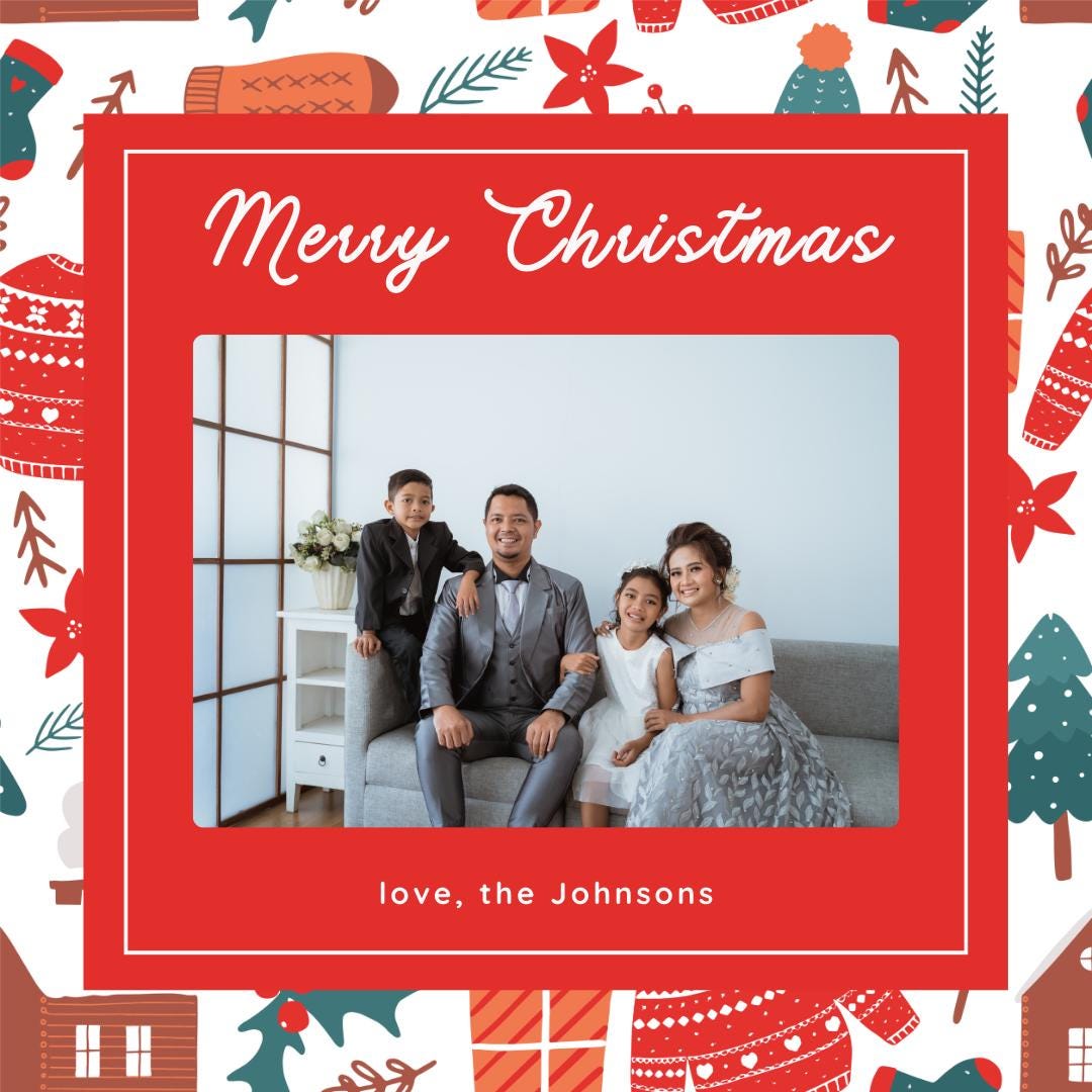 Digital Christmas Card Template Canva - Etsy