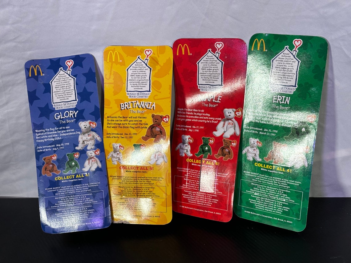 4 Bear Set. Mini Beanie Babies From Mcdonalds - Etsy