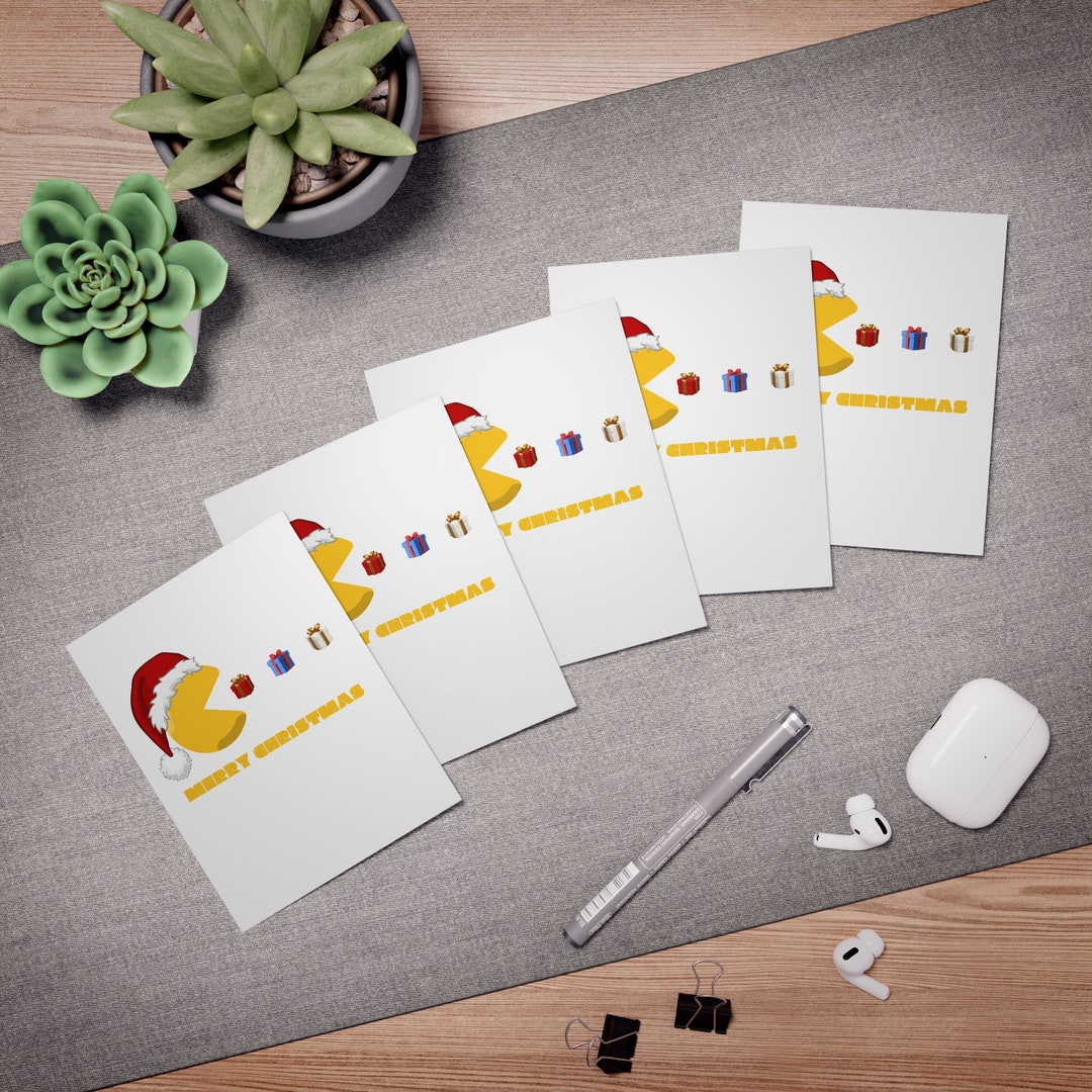 Pacman Christmas Card Multi-design Greeting Cards (5-pack) - Etsy