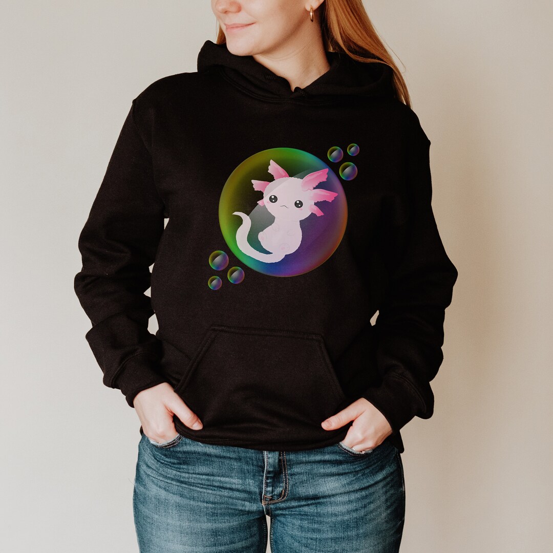 Axolotl Bubbles Hoodie Axolotl Shirt Gift for Her Trendy Axolotl Bubble ...