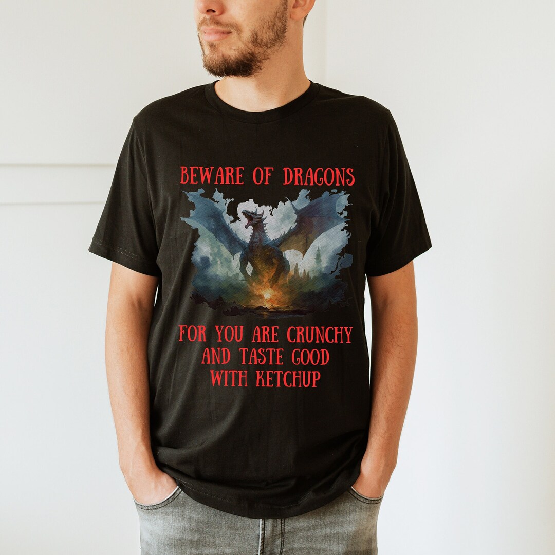 Beware of Dragons T-shirt: Funny Fantasy Graphic Tee - Etsy