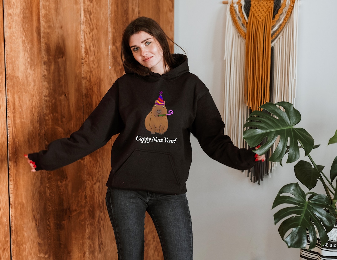 Cappy New Year Hooded Sweatshirt New Years Shirt Capybara Gift - Etsy