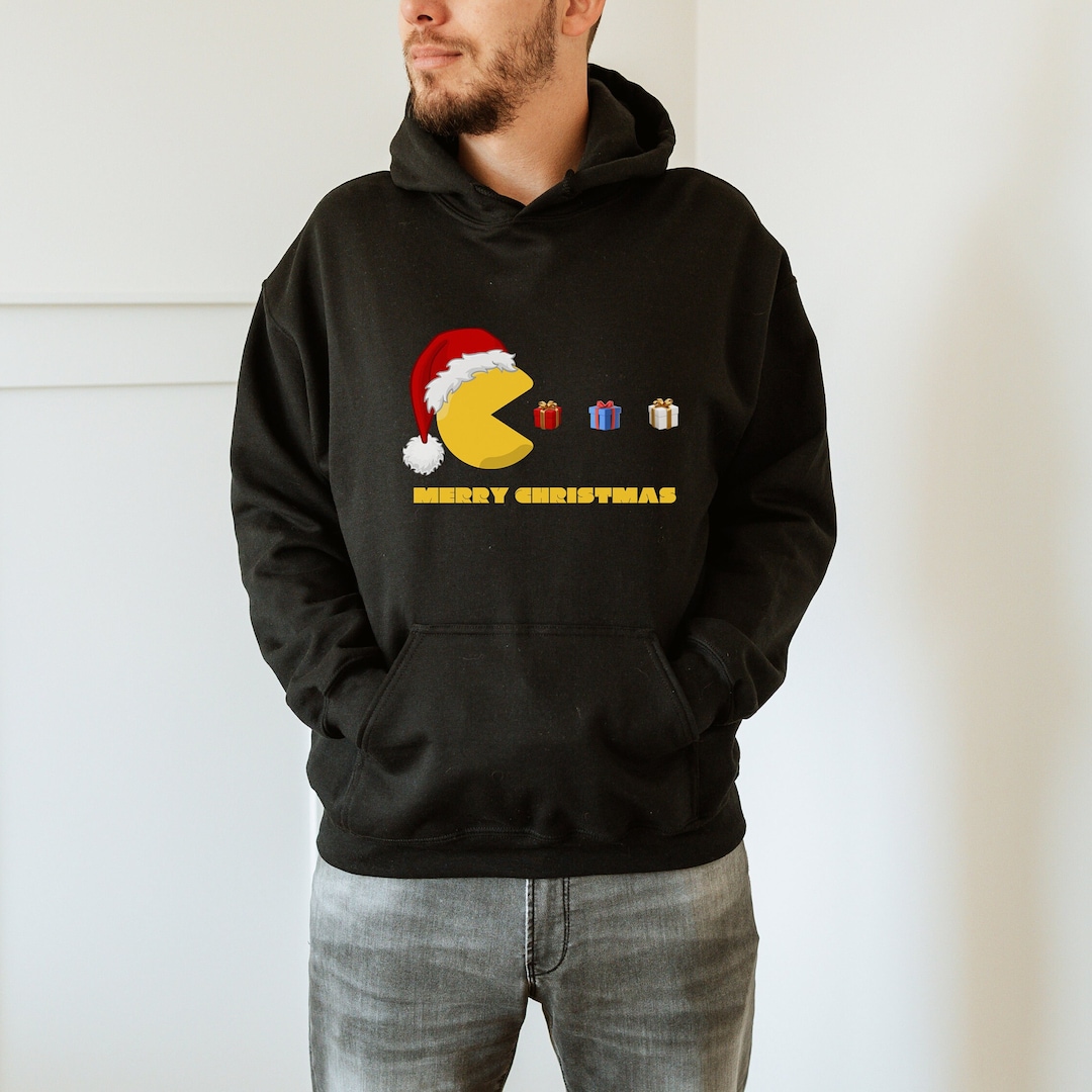 Pacman Christmas Hooded Sweatshirt Retro Arcade Video Game Hoodie ...