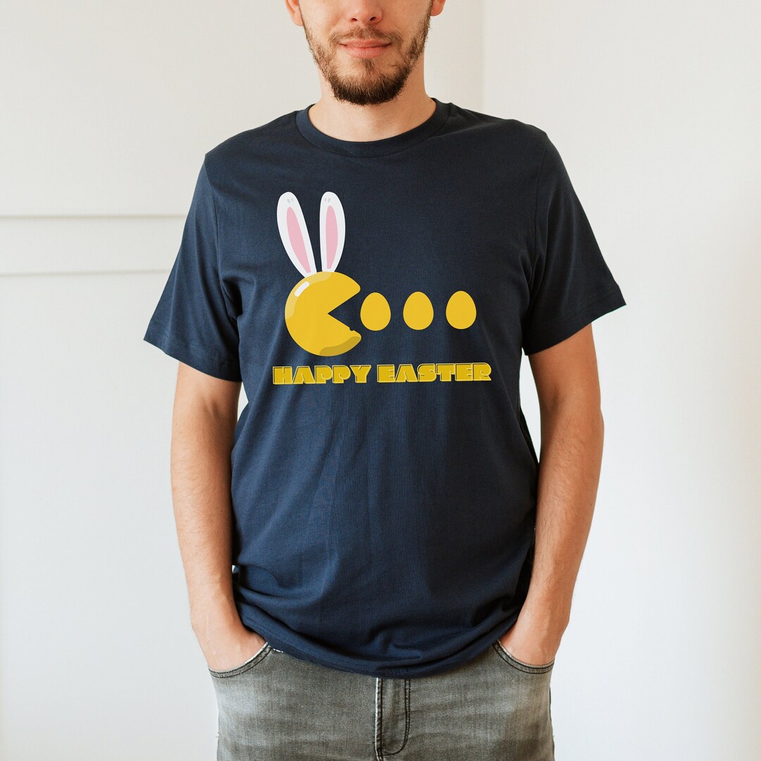 Pacman Easter Bunny T-shirt - Men's Happy Easter Shirt, Retro Arcade ...