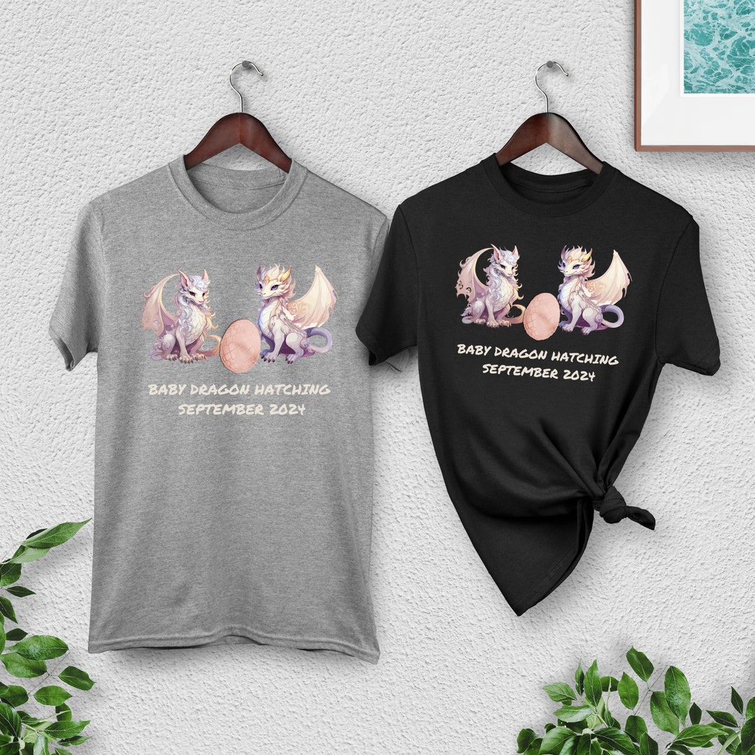 Baby Dragon Hatching September 2024 Pregnancy Announcement T-shirt Mom and Dad Shirts New ...