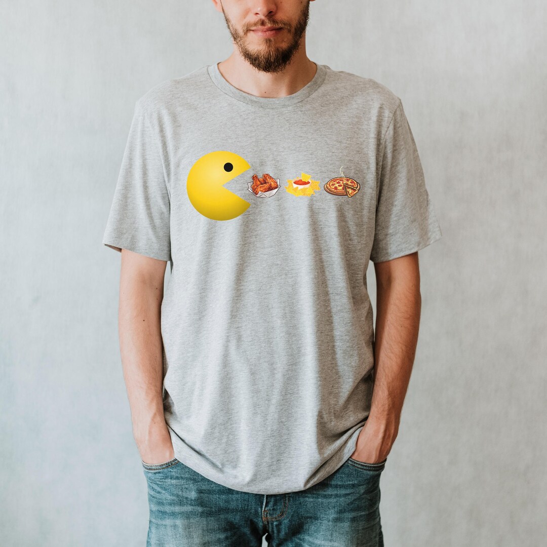 Pac Man Eating Food - Pacman Foodie Shirt, Chips and Dip, Pizza ...
