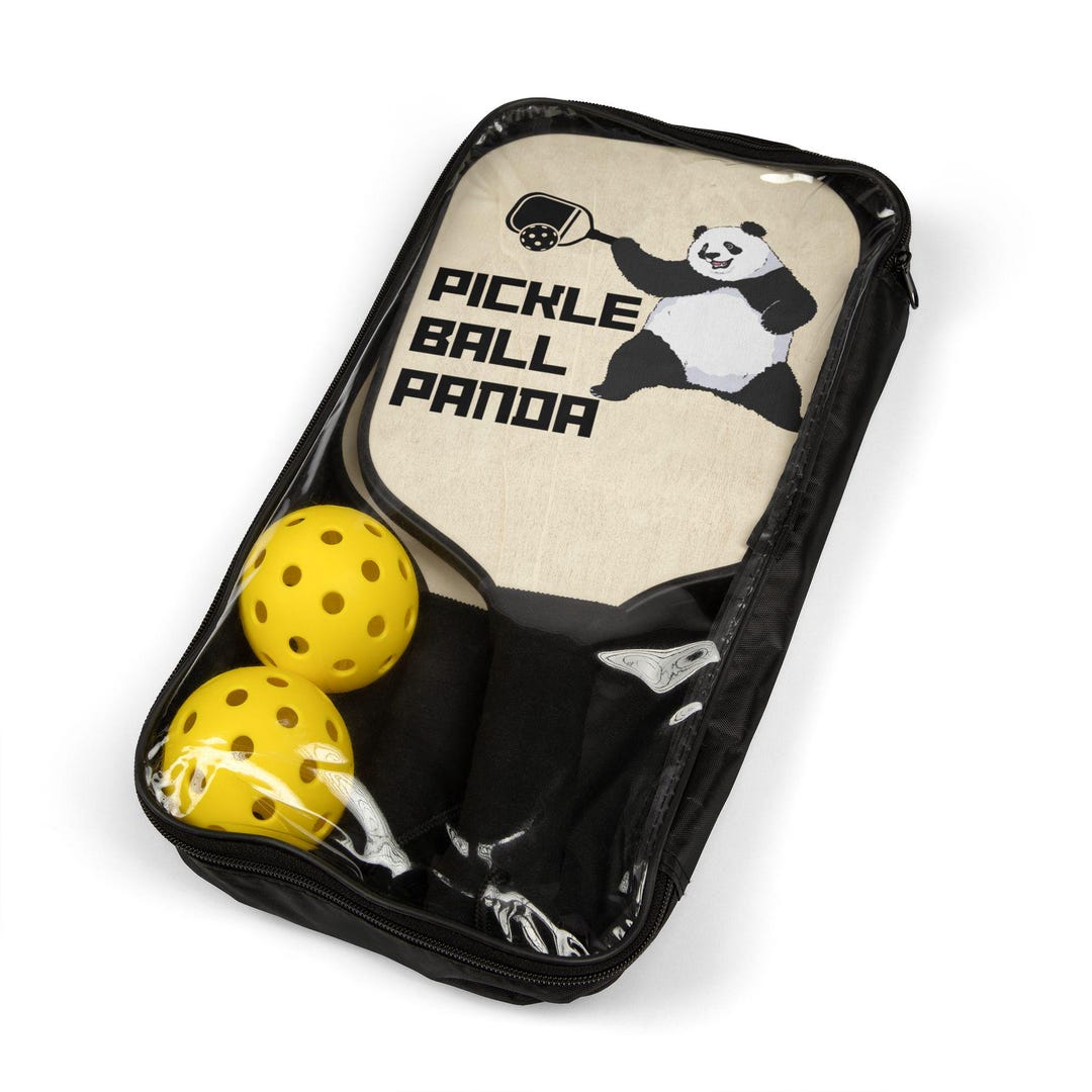 Pickleball Panda Set: Wood Paddles and Balls With Carry Bag - Etsy