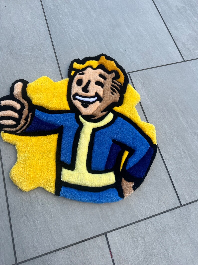 Vault Boy Custom Rug | Fallout Rug | Bespoke Tufted Rug | Anime Rug ...