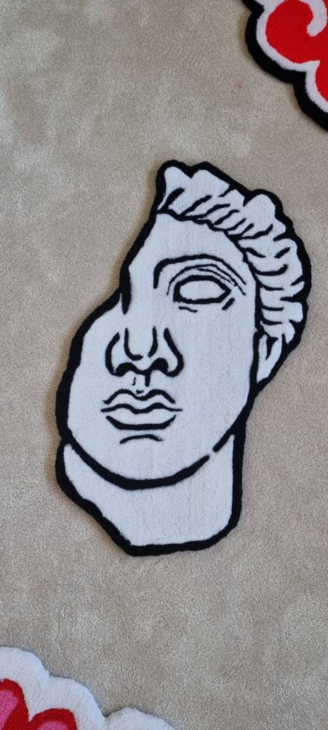 Greek Statue Face Rug Art Art Rug Tufted Rug Aesthetic Rug Handmade ...